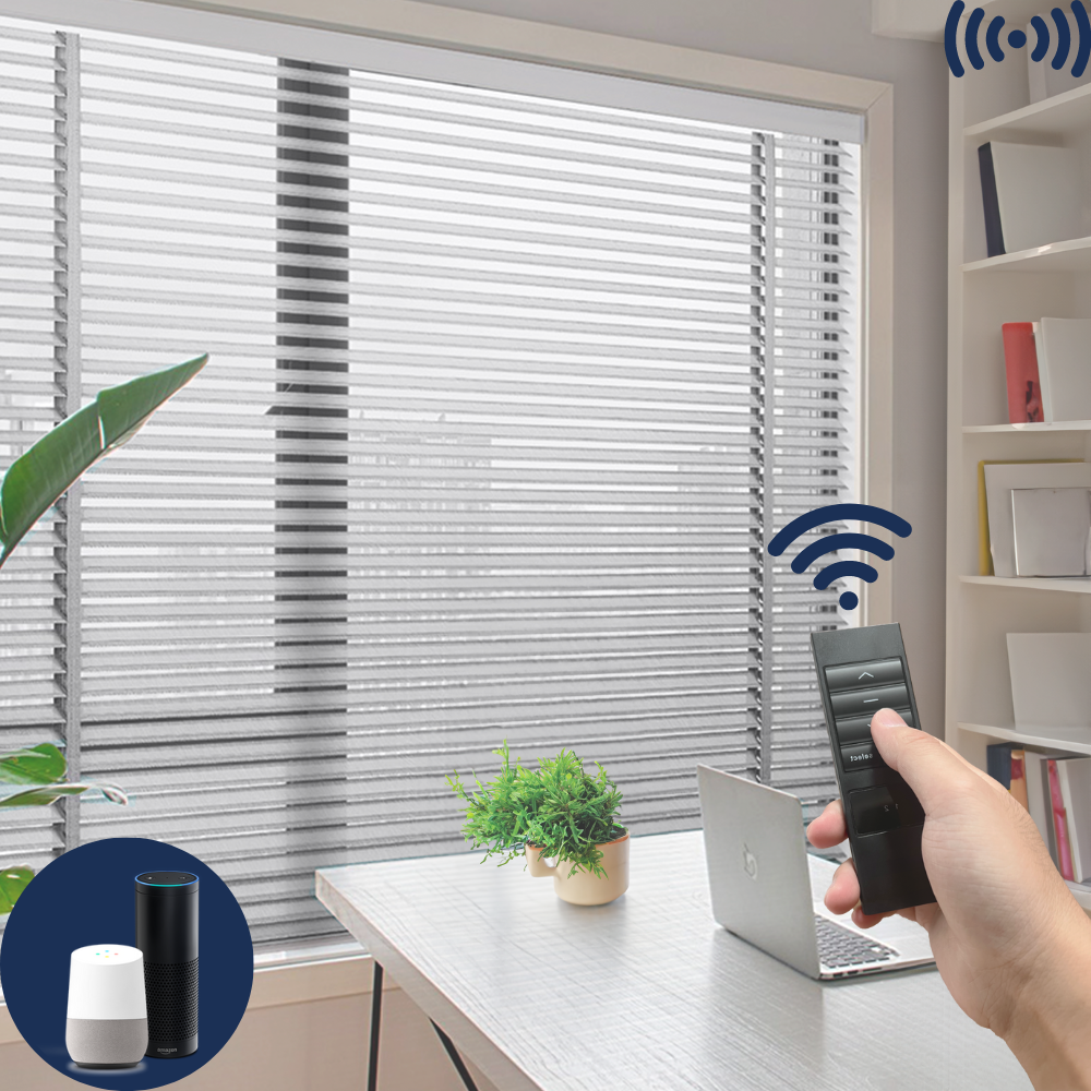 Smart Automatic Fabric Venetian Blinds 2 Inch Slat Remote/Smart Contro ...